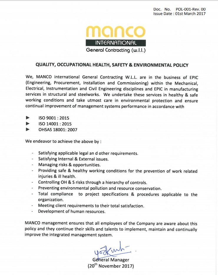 QHSE – Manco International